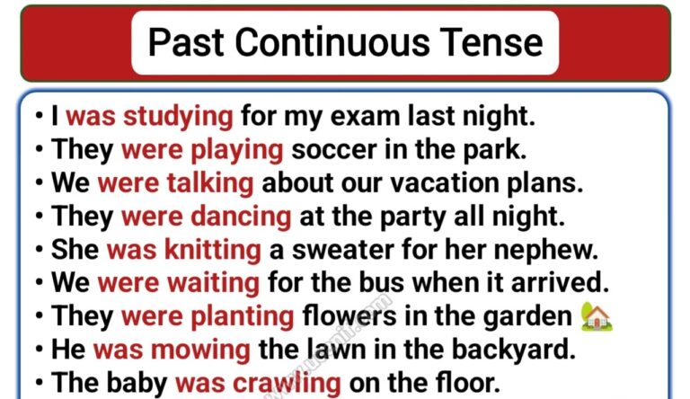 100 Past Continuous Tense Examples: All Types Of Sentences